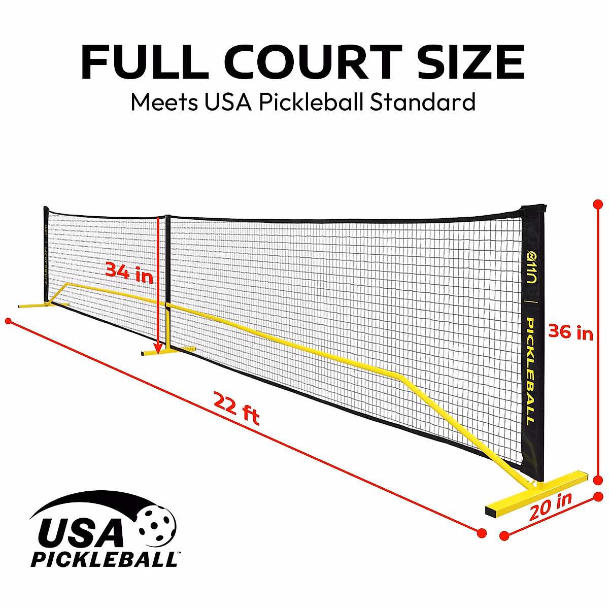 A11N Portable Pickleball Net System, Designed for All Weather Conditions with Steady Metal Frame and Strong PE Net, Regulation Size Net with Carrying Bag