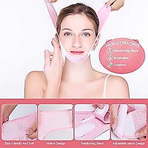 LHYLZY Double Chin Reducer, V Line Lifting Face Slimming Mask Chin Strap for Women, Eliminates Sagging Skin Firming Anti Aging Facial Jawline Shaped Neck Belt