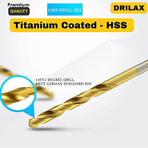 50 pcs 1mm 1.5mm 2mm 2.5mm 3mm Titanium Coated HSS High Speed Steel Drill Bit Tool Set for Drilling Holes in Leather, Soft Metal, Wood, Plastic, Soft Materials, Aluminum, Amber, Models