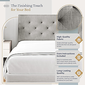 Sven & Son Diamond-Tufted Mid-Rise Upholstered Headboard, Wall or Bed Frame Mount - Full or Queen (Gray)