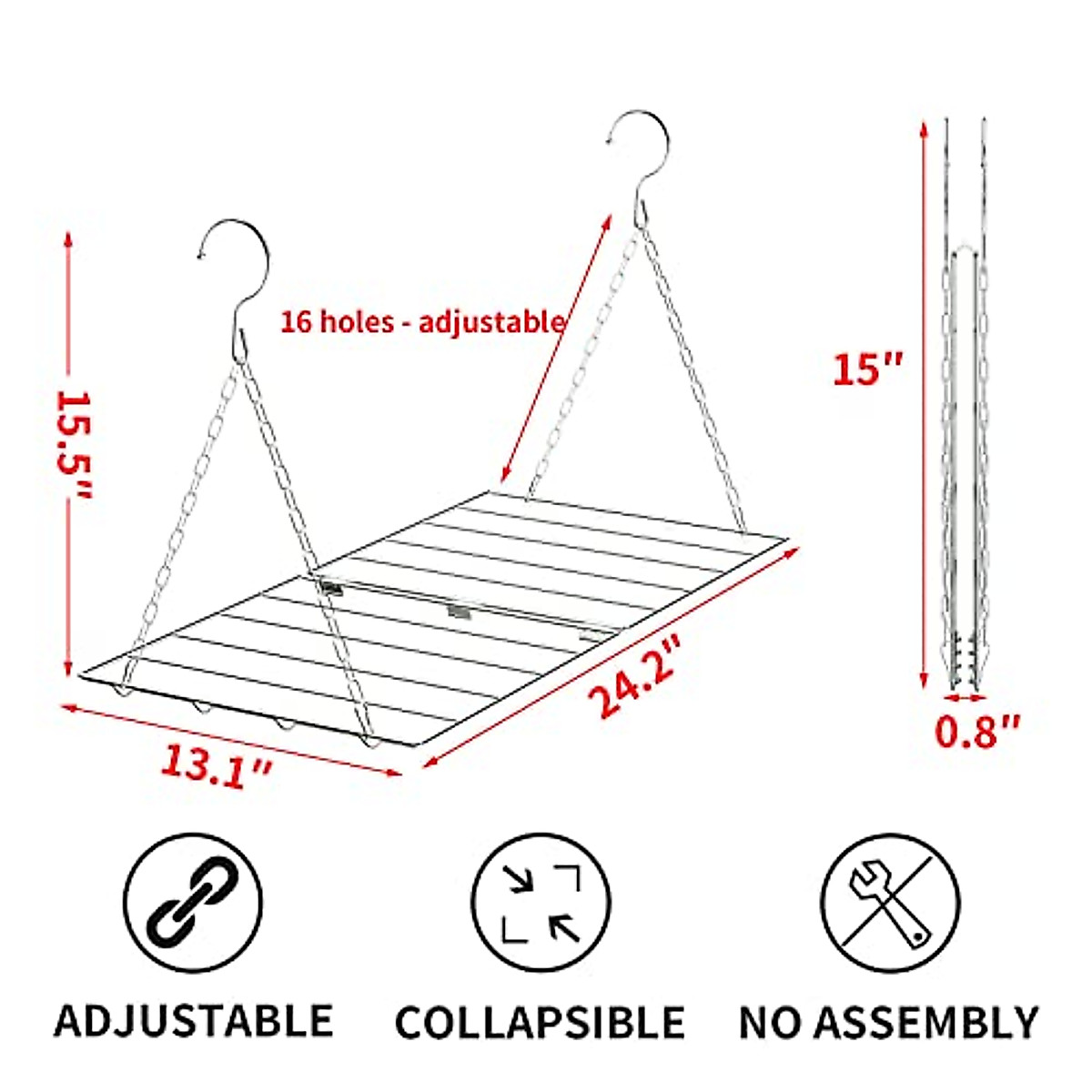 WYCQKL Clothes Drying Rack with 4 S Hooks, Space Saving Clothes Dryer, Fold Flat Laundry Rack for Small Item
