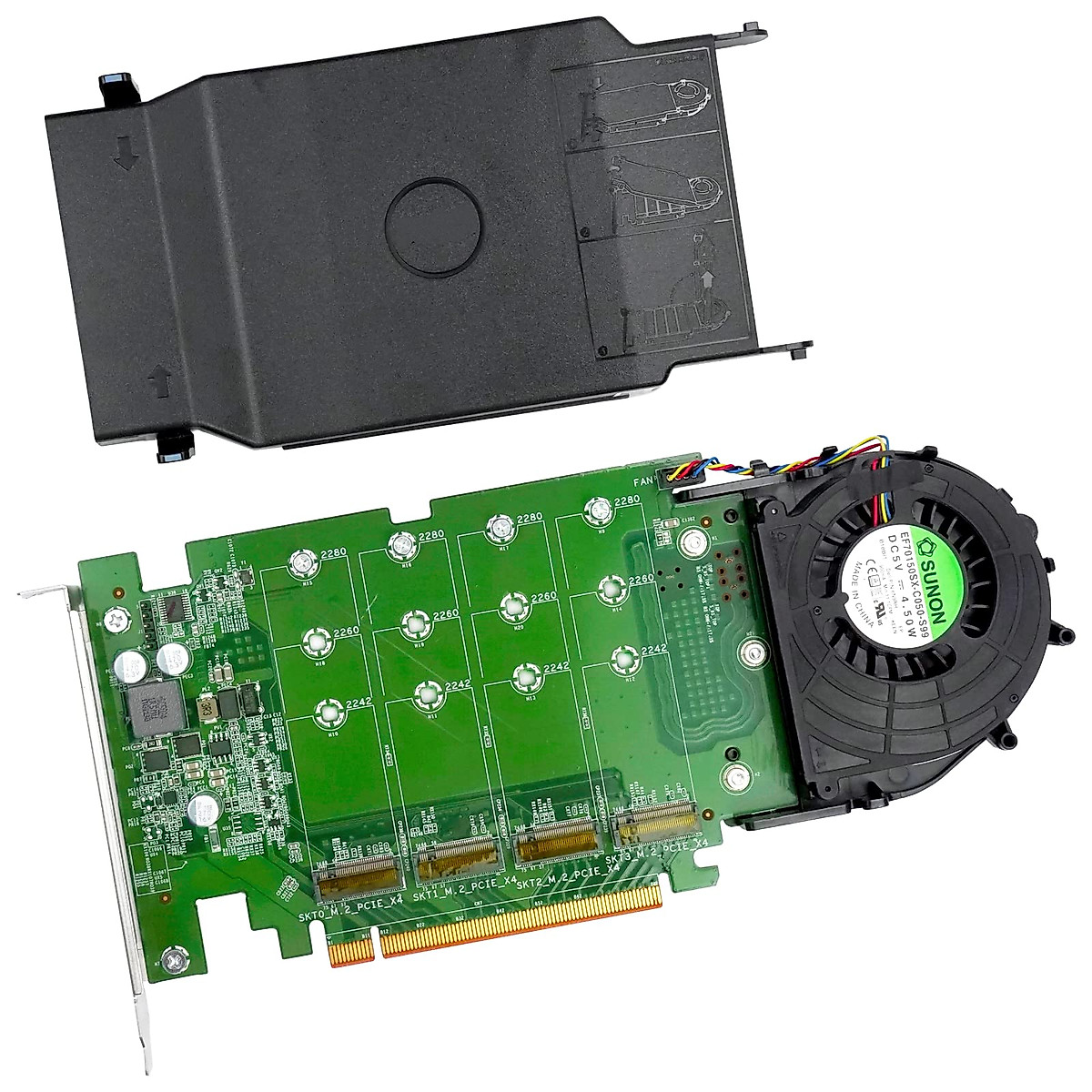 M.2 NVME PCIE3.0 x4 Solid State Storage Adapter Card with Fan Fit for DELL T5810 T5820 T7810 T7910 R7910 T7820 T7920 Workstation and 13G R630 R730 14G R540 R740 R640 Server 06N9RH 6N9RH 080G5N 80G5N