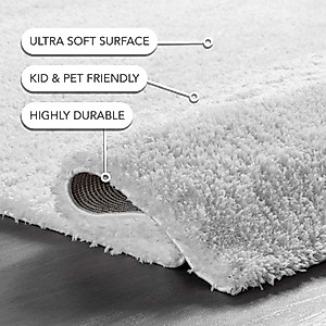 nuLOOM Gynel Contemporary Shag Area Rug, 5x8, Snow White