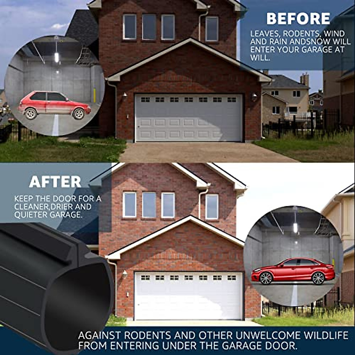 16 feet Seal Replacement for Clopay Garage Door Rubber Bottom Weather Seal for Weather Stripping Fit 16 FT Wide Doors