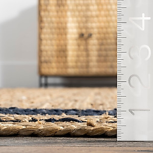 nuLOOM Rikki Coastal Braided Jute Area Rug, 9x12, Navy