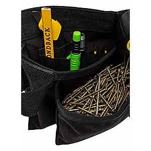 Diamondback Tool Apron - Open Pocket Work Aprons for Men & Women with 2 Hammer Loops & Bit Bandolier - Adjustable Waist Tool Apron for Men & Women - Ideal Electrician & Carpenter Apron (Black)