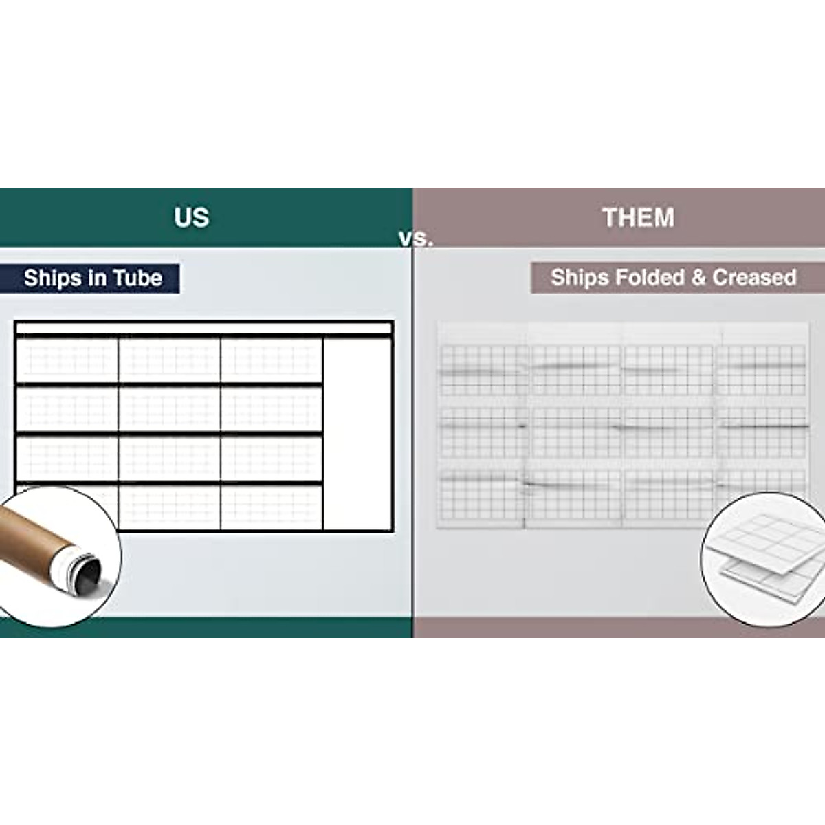 Large Dry Erase Wall Calendar - 38" x 68" - Undated Blank 2023 Reusable Yearly Calendar - Giant Whiteboard Year Poster - Jumbo Laminated 12 Month Office Calendar (Lushleaf Designs)