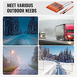 VEVOR Driveway Markers, 50 PCS 48 inch, 0.31 inch Diameter, Orange Fiberglass Poles Snow Stakes with Reflective Tape, 12" Steel Drill Bit & Protection Gloves for Parking Lots, Walkways Easy Visibility