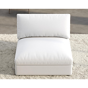 PaPaJet Modular Sectional Sofa, 38 Inches Down Filled Sofa Couch, Middle Seat, Comfy Couch for Living Room, White Linen