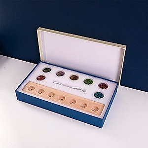 KRISININE 7 Chakra Natural Healing Spheres with LED Wooden Stand 40mm Crystal Quartz Stones for Meditation Positive Energy Night Light Decoration Balls Set for Home Gift Boxed USB