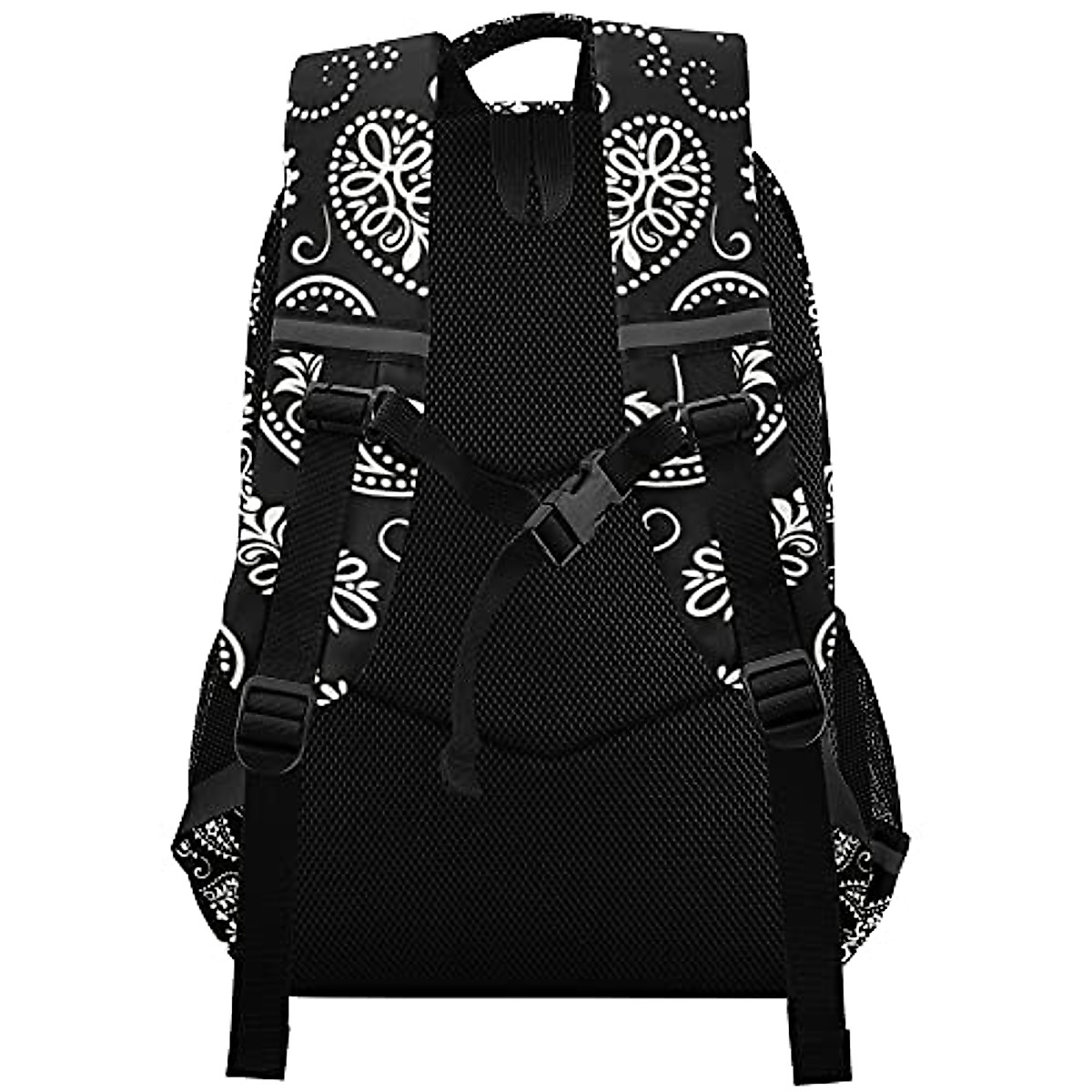 ALAZA Ornament Paisley Bandana Print Black Backpack Purse for Women Men Personalized Laptop Notebook Tablet School Bag Stylish Casual Daypack, 13 14 15.6 inch