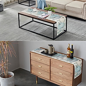 Fall Table Runner Blue Pumpkin Table Runner Thanksgiving Table Runner Pumpkins Eucalyptus Leaves Autumn Table Runner 13x72 Inch Blue Fall Decorations for Home Holiday Kitchen Dining Table Decorations