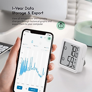 INKBIRD WiFi Thermometer Hygrometer, Indoor Temperature Sensor IBS-TH3-PLUS with Electronic Display, Humidity Monitor with App Alert 1 Year Data Storage Export, Digital Remote Monitor for Room