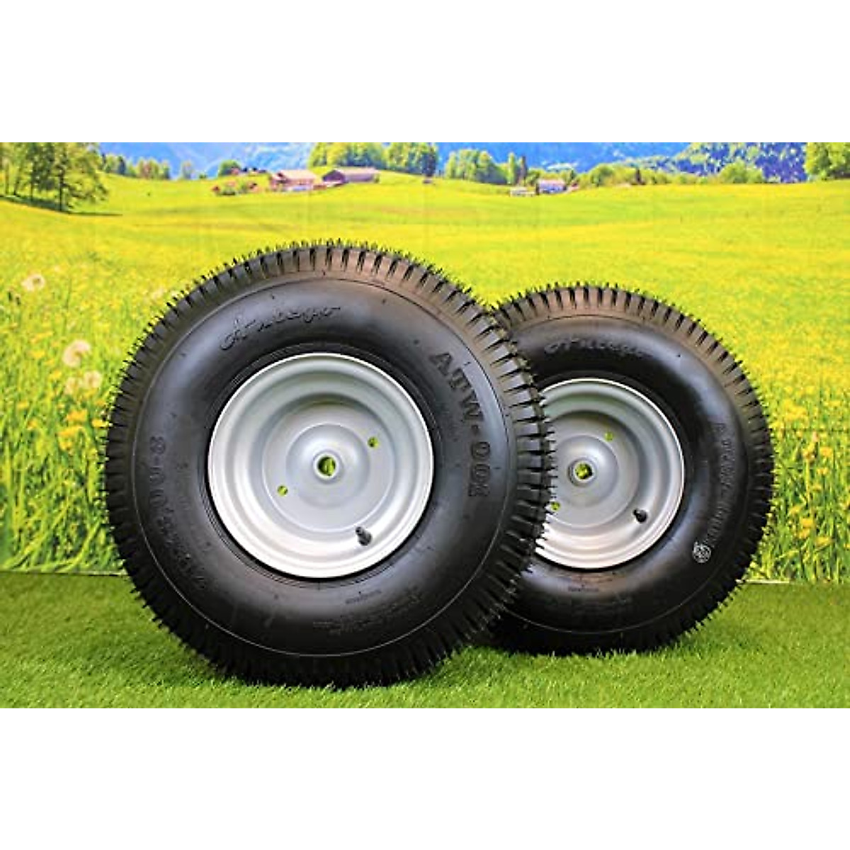 (Set of 2) 20x8.00-8 Tires & Wheels 4 Ply for Lawn & Garden Mower Turf Tires w/Keyed Hub Wheel (Compatible with Husqvarna)