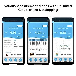 Apera Instruments, LLC-AI3719 PC60-Z Bluetooth Multi-Parameter Smart Tester Powered by ZenTest Mobile App, Measuring pH/Conductivity/TDS/Salinity/Resistivity/Temp.
