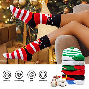 TENYSAF Fun Christmas Socks for Women - Funny Xmas Gifts for Female Novelty Cozy Crew Cotton Sock Set