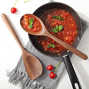 MornHalo 5PCS Black Walnut Wooden Spoons For Cooking 12-inch Smooth Finish Corner Spoon And Cooking Spoons-Comfortable Grip Wood Spoons for Cooking - Non-Stick Wooden Cooking Utensils