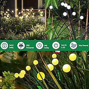 FOCUSKY Garden Firefly Lights Solar ,2 Pack 6 LEDs Solar Powered Swaying Outdoor Lights Waterproof,Landscape Yard Patio Pathway Garden Decor,Warm White