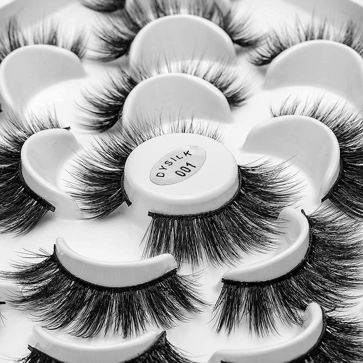 DYSILK False Eyelashes Wispy Lashes - Mink Lashes Fluffy 10 Pairs 6D Faux Lashes Pack 18mm Lashes Wispy Eye Lashes Pack Long Eyelashes Natural Look Reusable Fake Eyelashes Wispy Fluffy Cat Eye Soft