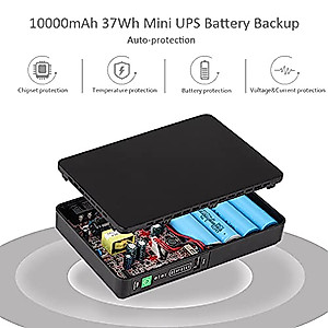 Mini UPS Battery Backup with Gigabit POE for Router, Modem, Security Camera, Input AC Output USB 5V DC 9V/12V DC 24V/48V POE (1000Mbps)