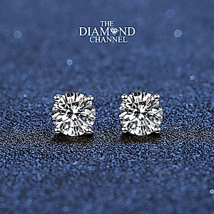 The Diamond Channel Certified Diamond Earrings for Women in 14K Gold with Screw Back and Post Studs (I1-I2 Clarity), Choice of Carat Weights