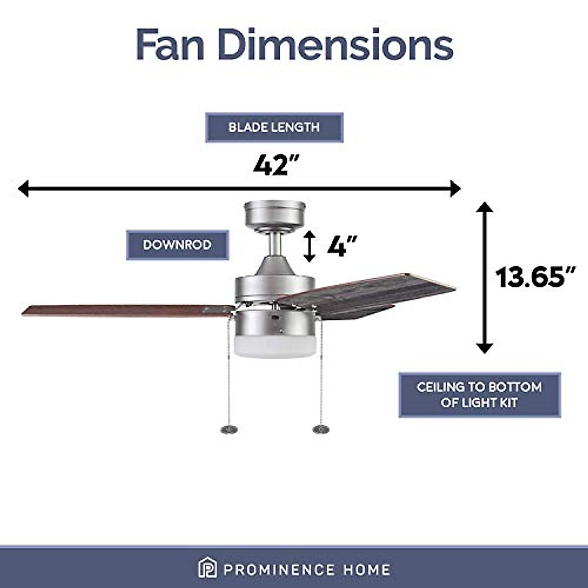 Prominence Home 51478-01 Reston Ceiling Fan, 42, Pewter