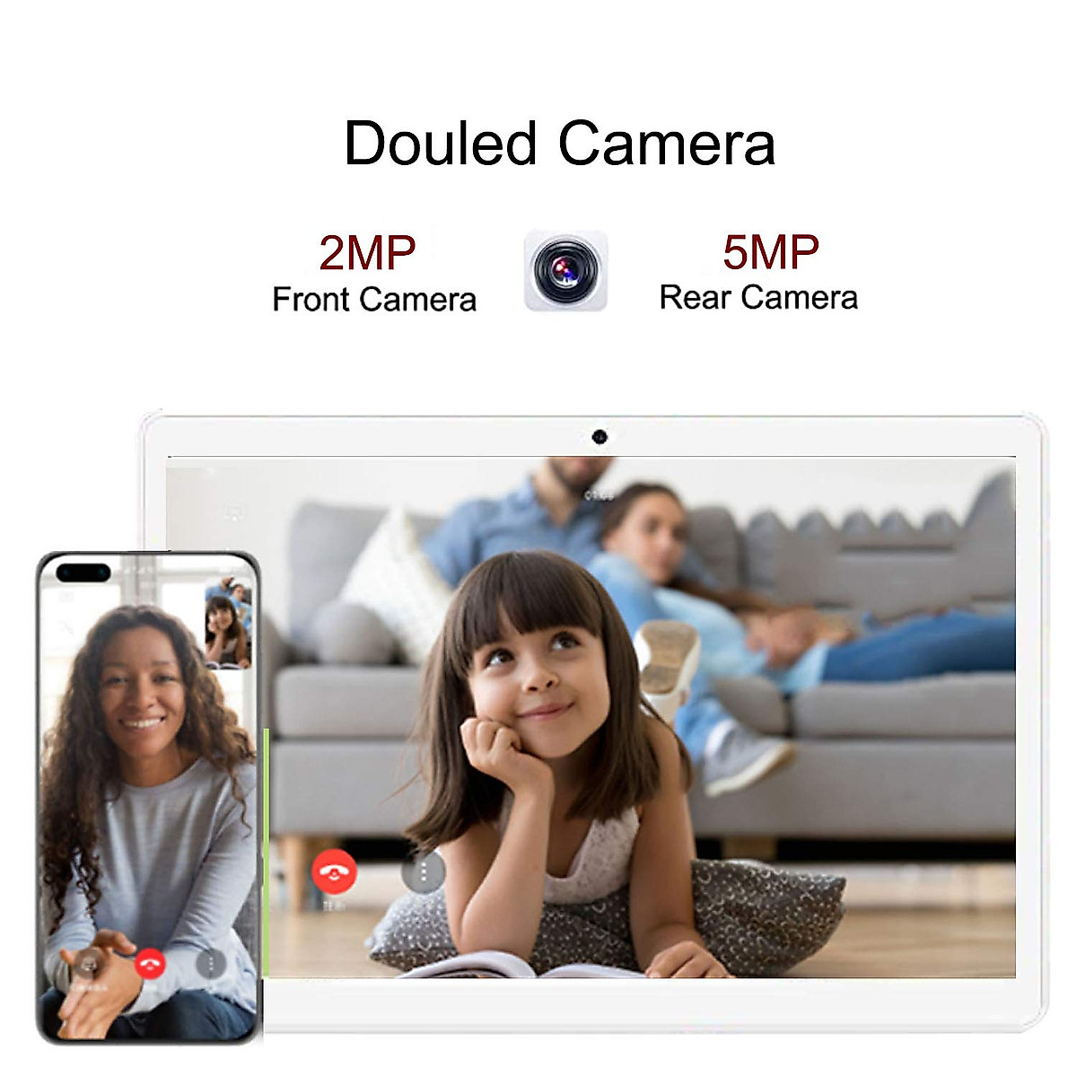 IBBWB Tablet 10 inch Android 9.0,3G Phone Call,2GB RAM, 32GB Storage, 6000mAh Battery, Dual Sim Card Slots and 5MP Rear Camera, WiFi,Bluetooth, GPS, FM, Metallic