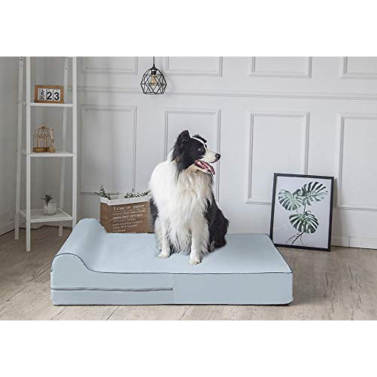 Jumbo Orthopedic Dog Bed - 7-inch Thick Memory Foam Pet Bed with Pillow With Removable Cover & Free Waterproof Liner - For Large Breed Dogs