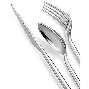 KEAWELL 20-Piece Luxury Mirror Polished Cutlery Set, 18/10 Stainless Steel Tableware, Modern Silverware Set, Includes 8 x Spoons, 8 x Forks, 4 x Knives, Durable Flatware for Home Kitchen in Silver