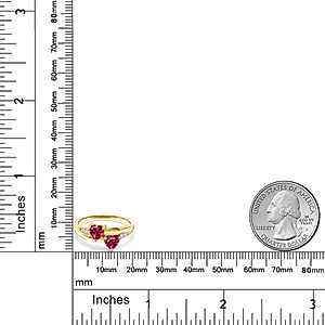 Gem Stone King 925 Sterling Silver Red Created Ruby and Lab Grown Diamond Ring For Women (1.28 Cttw, Heart Shape 5MM, Available in size 5, 6, 7, 8, 9)