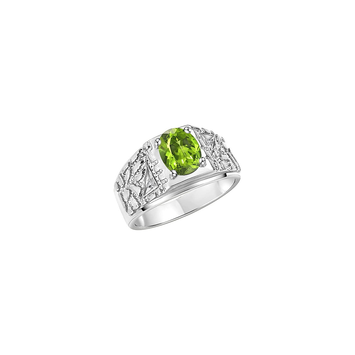 Rylos Classic Nugget Beautiful Peridot & Diamond Ring - August Birthstone* Size 12