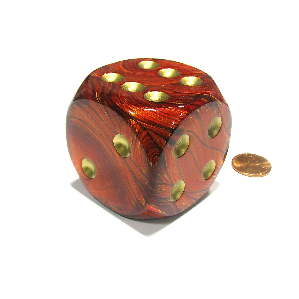Scarab 50mm Huge Large D6 Chessex Dice, 1 Piece - Scarlet with Gold Pips by Chessex