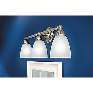 Moen YB2263BN Brantford 3-Light Dual-Mount Bath Bathroom Vanity Fixture with Frosted Glass, Brushed Nickel