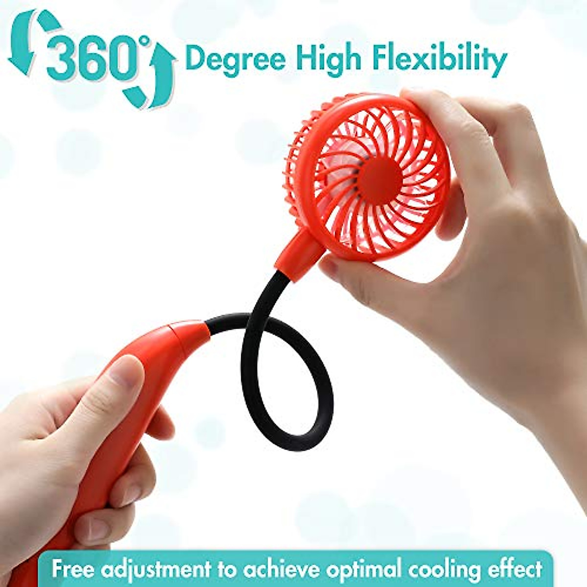 panergy Portable Neck Fan, 2600mAh Battery Operated Handfree Design Wearable Fan with 6 Speeds Strong Wind, 360° Adjustable High Flexibility Personal Fan for Outdoor Travel Home Office