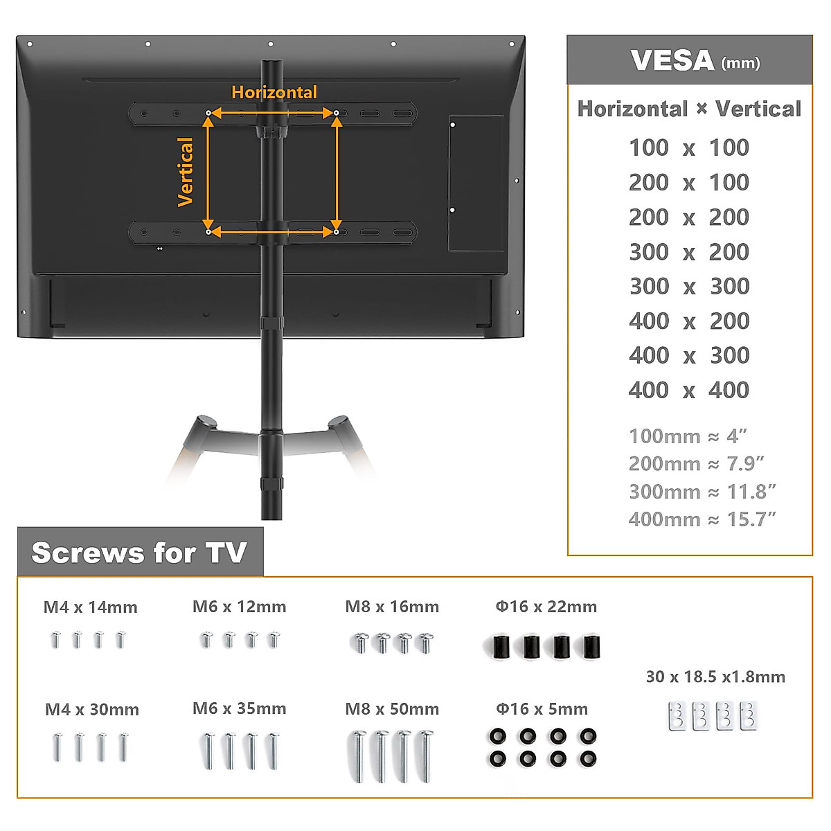 TVON Easel TV Stand with Tripod Base for 37–65 Inch Flat/Curved Screen TVs up to 77 lbs, Height Adjustable TV Floor Stand with Cable Ties and 100° Swivel for Bedroom, Living Room, Studio, Brown
