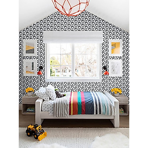 Timeet Modern Heart Wallpaper Peel and Stick Wallpaper Self Adhesive Wallpaper 17.7"x78.7" Black White Contact Paper Vinyl Removable Wallpaper Decorative for Bedroom Living Room Bathroom
