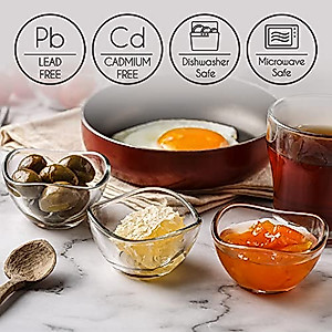 Volarium Mini Glass Bowls for Dipping Sauces, Condiments, Salsa, Mini Parfaits and Fruit Salads, Individual Portions of Appetizers and Portion-Controlled Desserts, Set of 6 (2 1/4 oz)