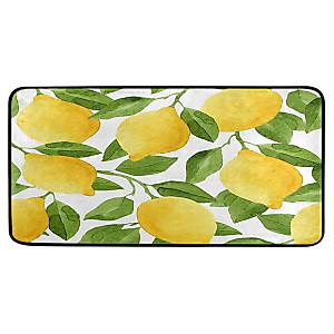 Kitchen Rugs Lemon Yellow Tree Design Non-Slip Soft Kitchen Mats Bath Rug Runner Doormats Carpet for Home Decor, 39" X 20"