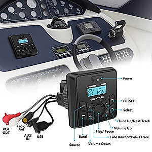 Marine Stereo Bluetooth Radio Player with 2 x 6.5 Speaker Black