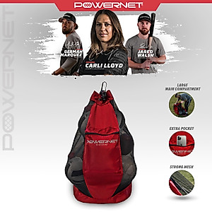 PowerNet Mesh Bag Ball Storage for Soccer, Football & Volleyball, Ball Bag with Exterior Valuables Pocket, Training Equipment Storage Ideal for Teams and Coaches