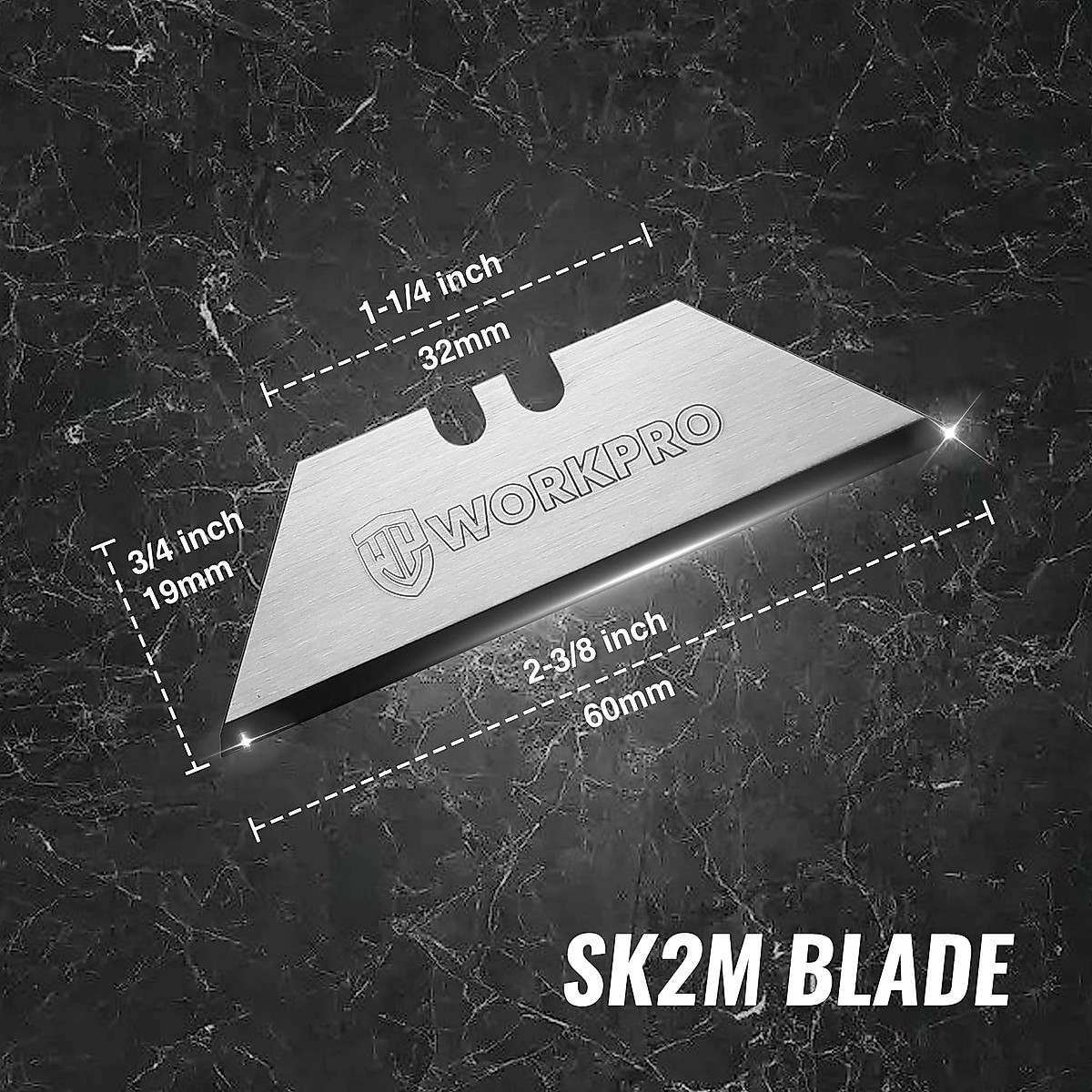 WORKPRO Premium Utility Knife Blades, TAC Diamond Coated SK2M, 10-Pack Utility Blades Replacement with Dispenser