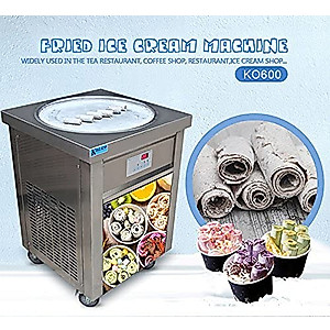 Kolice Commercial ETL UL NSF fry ice cream rolled machine, fried ice cream machine, roll ice cream machine, snack food equipment-22" single round pan, auto defrost, smart AI temperature controller