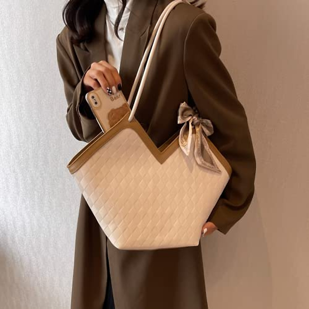 The Tote Bag for Women Handle Satchel Bags Hobo Clutch Purses and Shoulder Leather Purses for Women (White5)