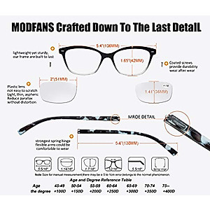MODFANS Women Reading Glasses 1.75 4 Pair Stylish Ladies Readers with Comfort Spring Hinge Pattern Design Pouch Included