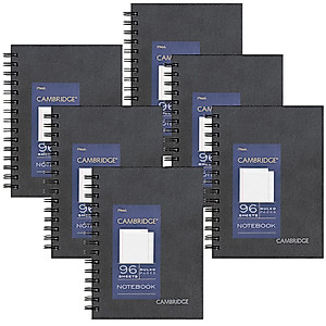 Cambridge Limited Notebook - 6 Pack of Hardcover Spiral Notebook for Business - Legal Ruled Lines - 5" X 8" Page Size - 96 Sheets for Women & Men