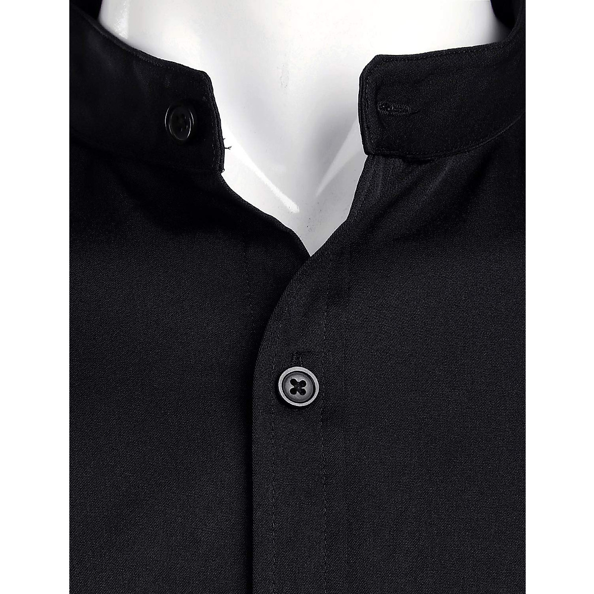 ZEROYAA Mens Hipster Solid Slim Fit Long Sleeve Mandarin Collar Dress Shirts ZLCL08 Solid Black XX-Large