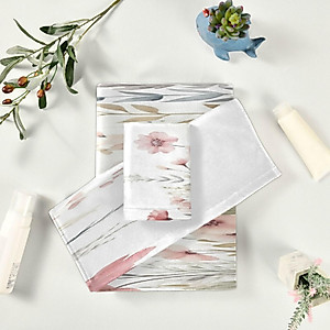 Flradish Pink Flowers Towels 3 Pack Bath Towels for Bathroom Set Soft Cotton Highly Absorbent Lightweight & Quickdry Towel Set 1 Bath Towel,1 Hand Towel,1 Washclothe