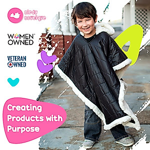 Birdy Boutique Car Seat Poncho for Kids – Safe to Use Over Seat Belts – Reversible Warm and Cozy Blanket – Easy on Easy Off and Doesn’t Impact Car Seat Performance – Black – One Size