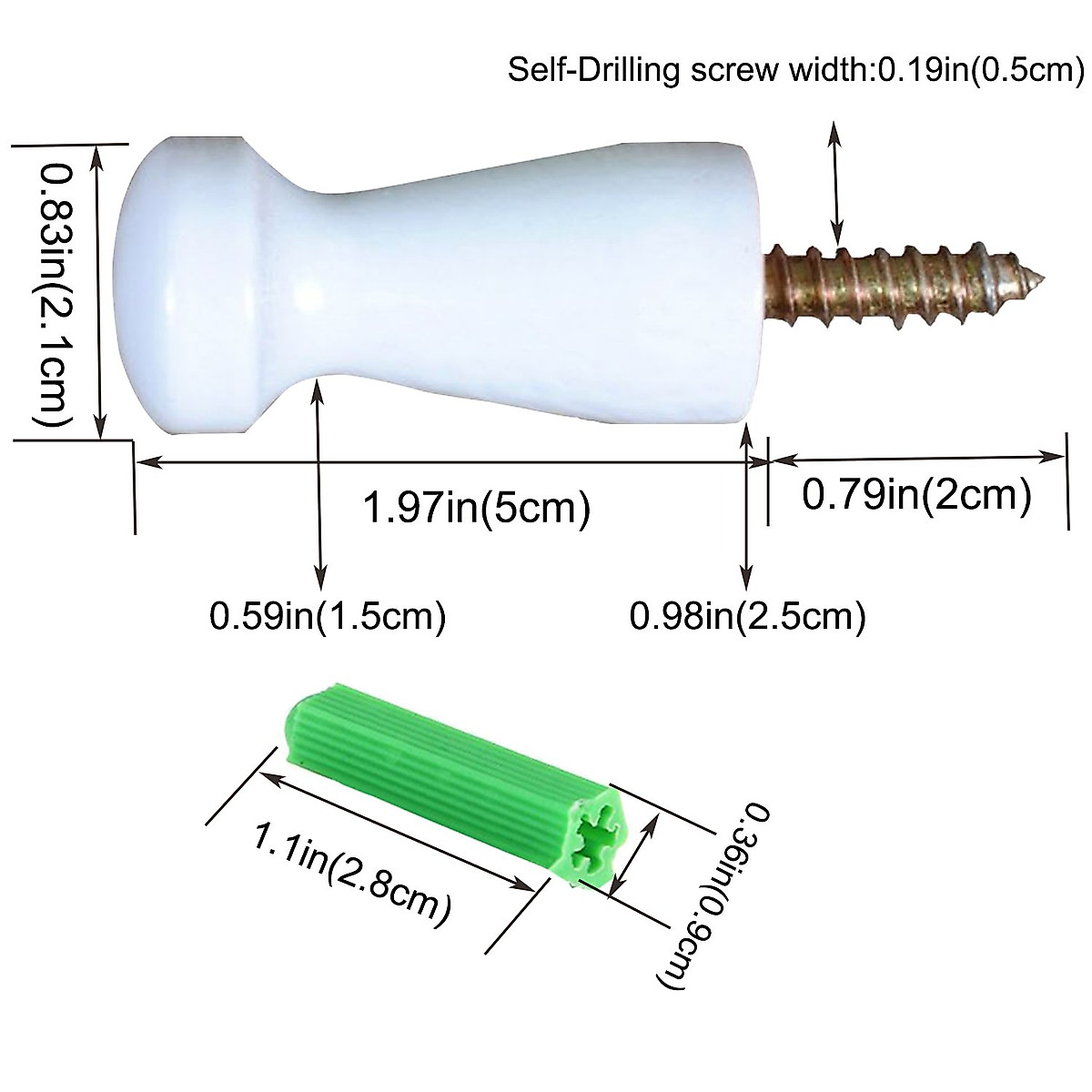 Maosifang 6 Pieces Solid Wood Wall-Mount Robe Hook Coat Hook Towel Wall Hook Shaker Pegs with 6 Pieces Self-Drilling Screw,White