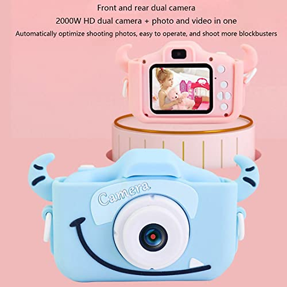 Kids Camera Toys for Boys and Girl, Kids Digital Video Camera for Children with Shockproof Soft Cover, Best Christmas Birthday Gifts for Boys Girls ( Color : Blue , Memory card : With 8g memory card )